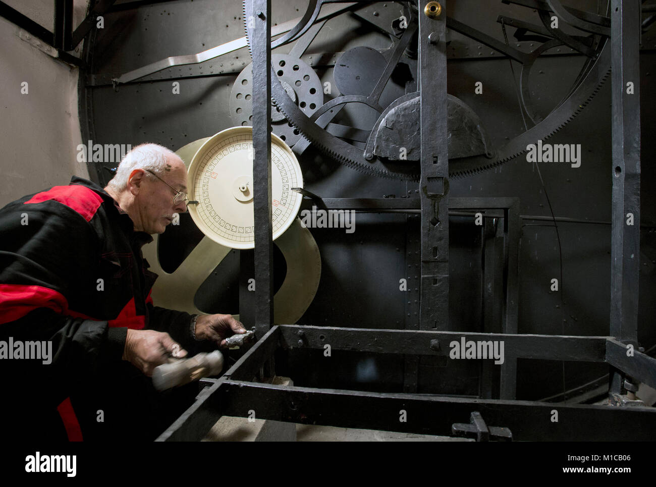 Prague, Czech Republic. 29th Jan, 2018. Clockmaster Petr Skala ...