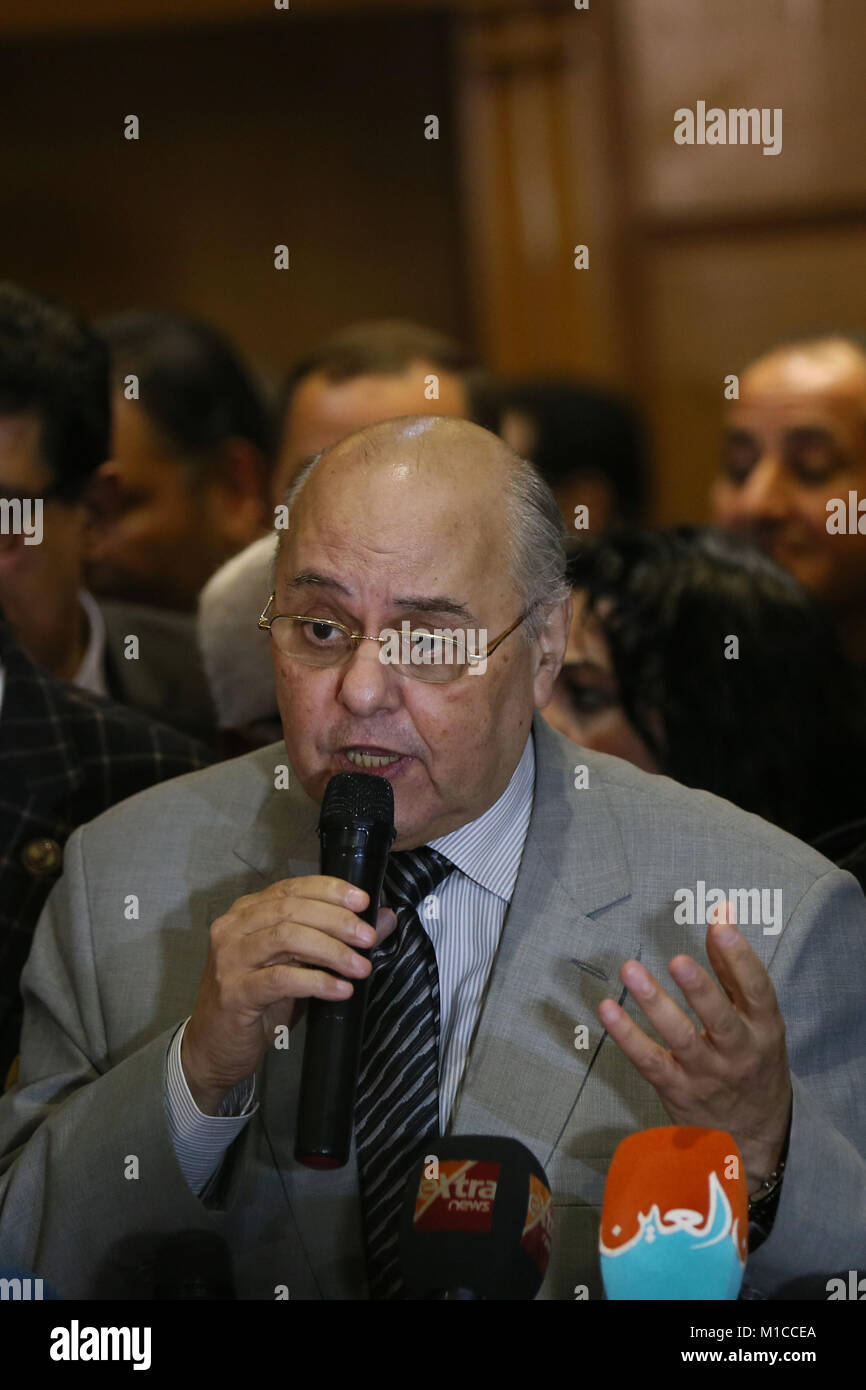 Cairo, Egypt. 29th Jan, 2018. Moussa Mostafa Moussa, Leader of the Egyptian Liberal el-Ghad ...