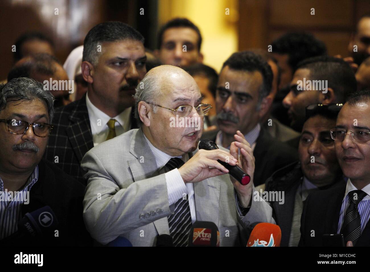 Cairo, Egypt. 29th Jan, 2018. Presidential candidate Mousa Mostafa ...