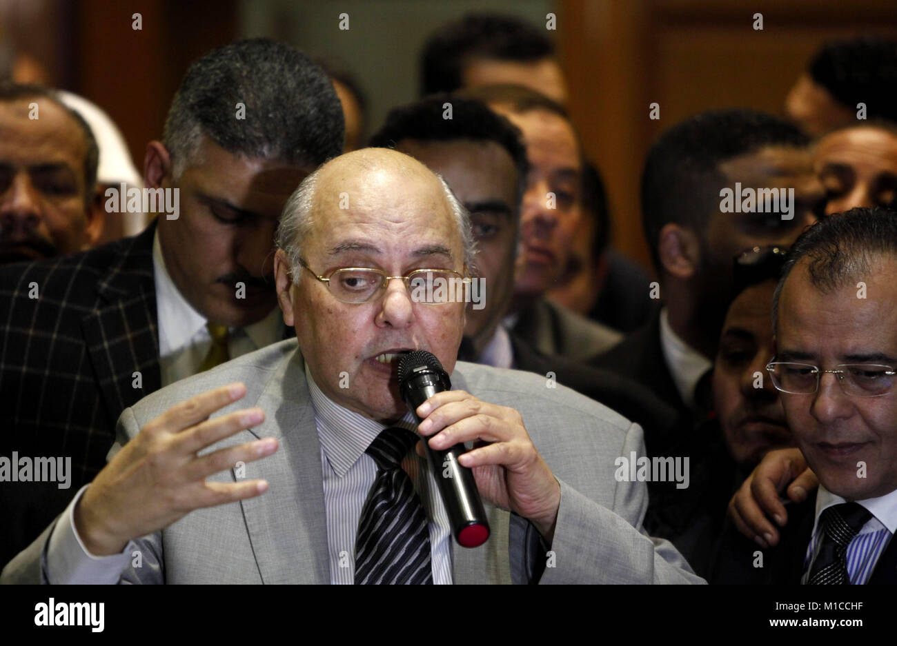 Cairo, Egypt. 29th Jan, 2018. Presidential candidate Mousa Mostafa ...