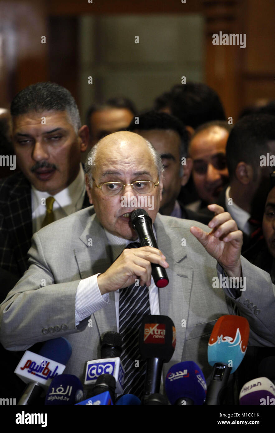 Cairo, Egypt. 29th Jan, 2018. Presidential candidate Mousa Mostafa ...