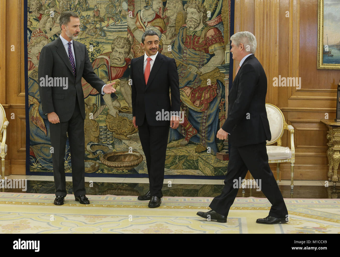 Madrid, Spain. 29th January 2018. Spanish King Felipe VI and Abdullah ...