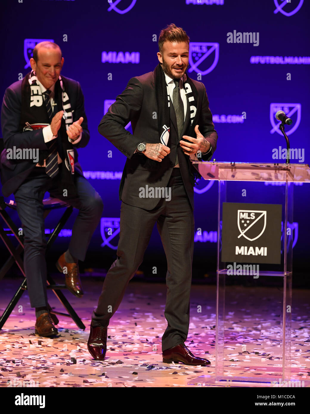 Miami, FL, USA. 29th Jan, 2018. David Beckham announces the official ...