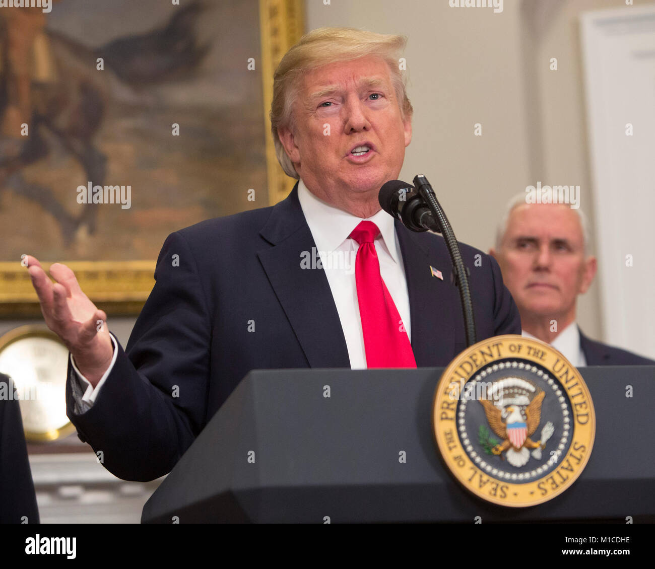 United States President Donald J. Trump participates in the swearing-in ...