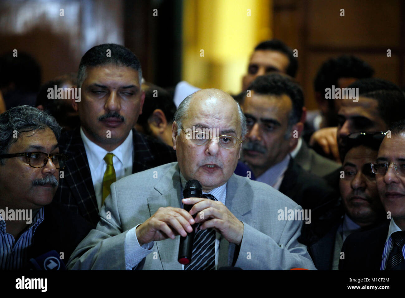 Cairo. 29th Jan, 2018. The Chairperson of Egypt's Ghad Party, Moussa ...