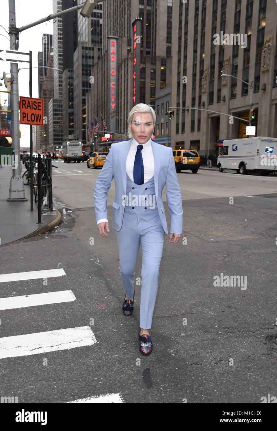 New York, NY, USA. 29th Jan, 2018. Rodrigo Alves, aka The Human Ken ...