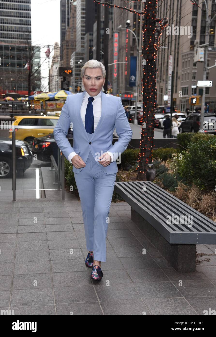 New York, NY, USA. 29th Jan, 2018. Rodrigo Alves, aka The Human Ken ...