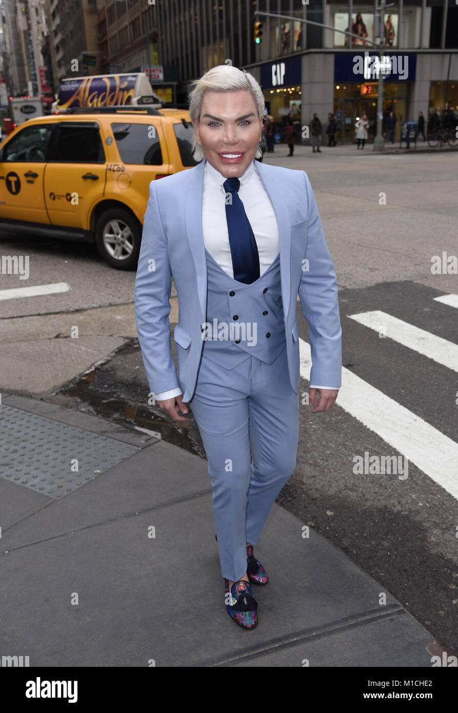 New York, NY, USA. 29th Jan, 2018. Rodrigo Alves, aka The Human Ken ...