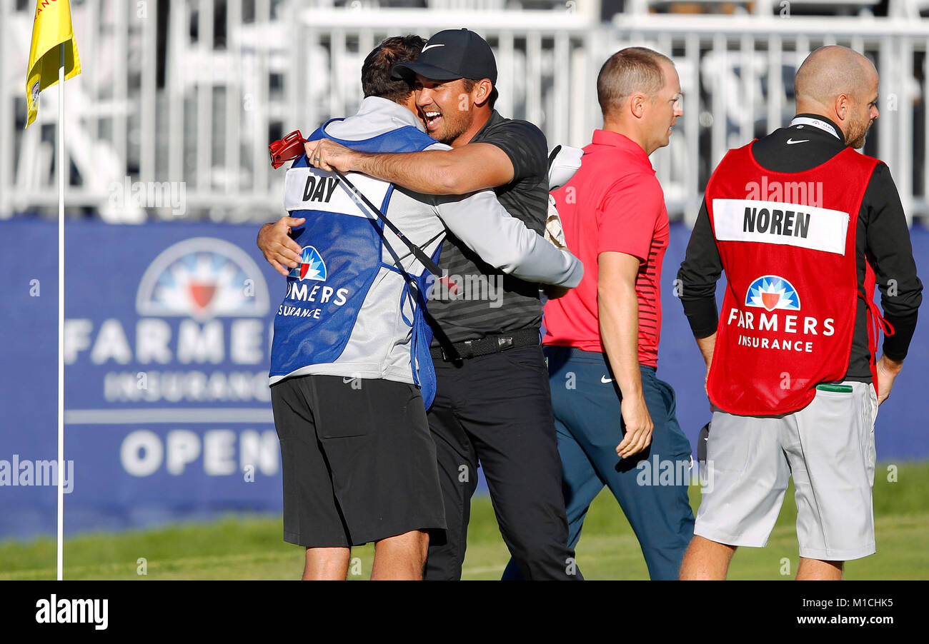 San Diego, California, USA. 29th Jan, 2018. JASON DAY celebrates with ...