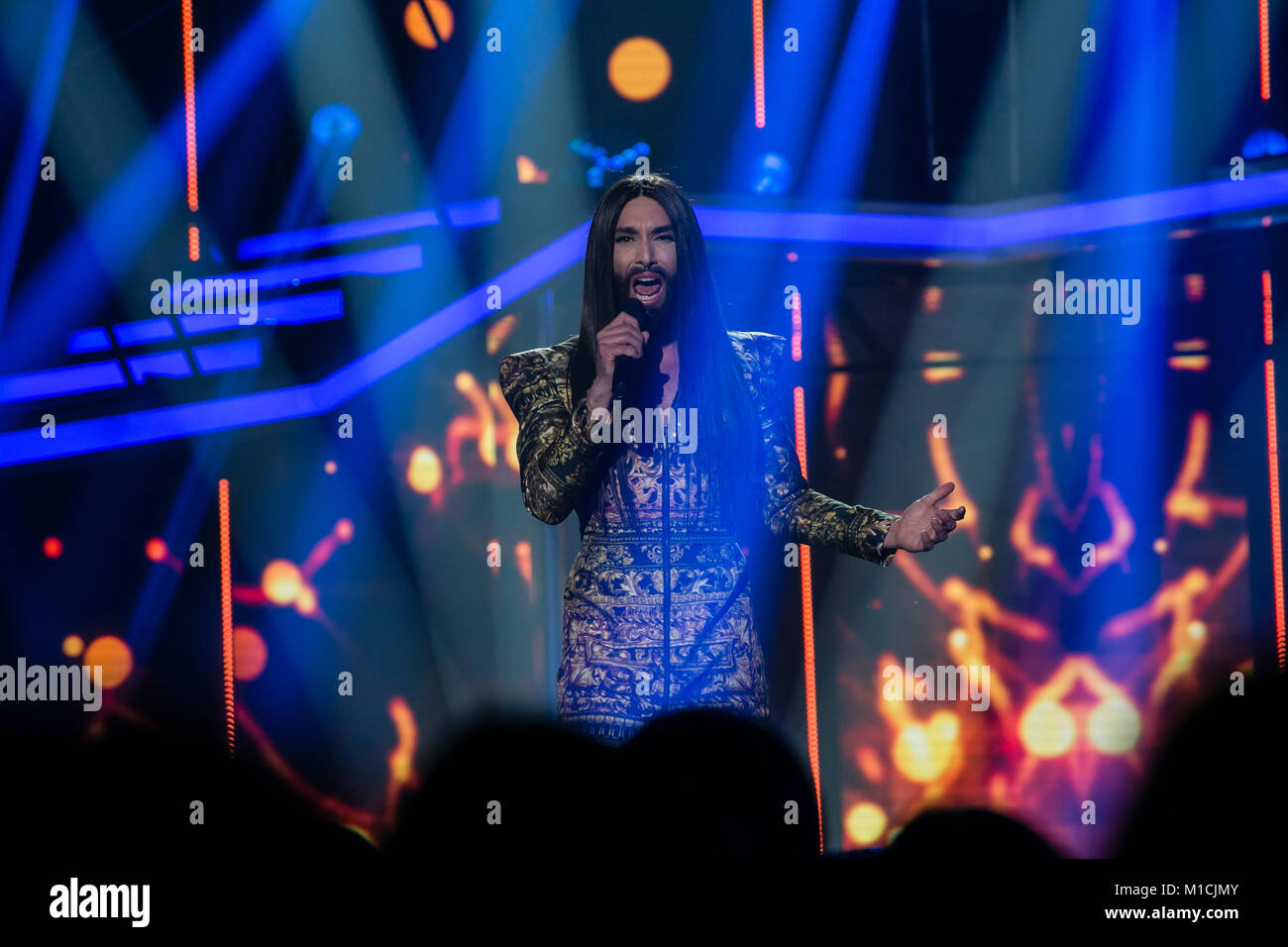 Barcelona, Spain. 29th Jan, 2018. Singer Conchita Wurst during the ...