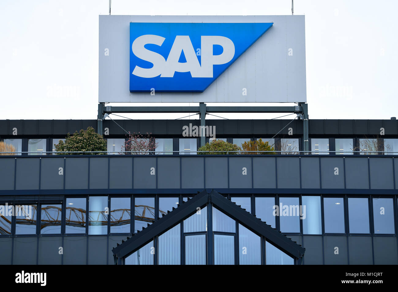 Walldorf, Germany. 29th Jan, 2018. The logo of the software company SAP ...