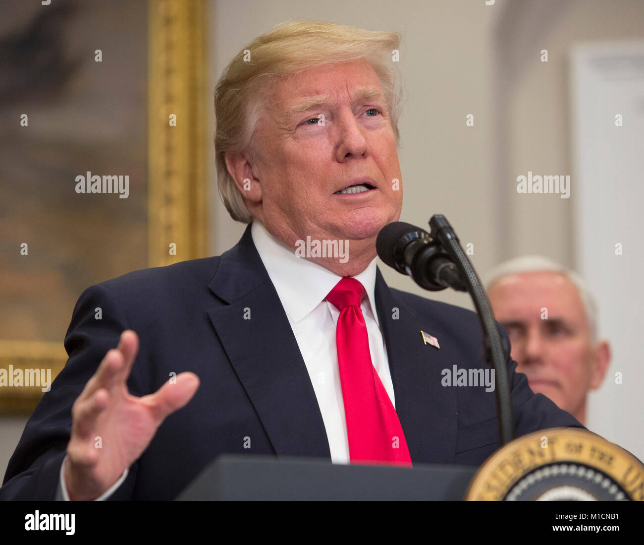 United States President Donald J. Trump participates in the swearing-in ...
