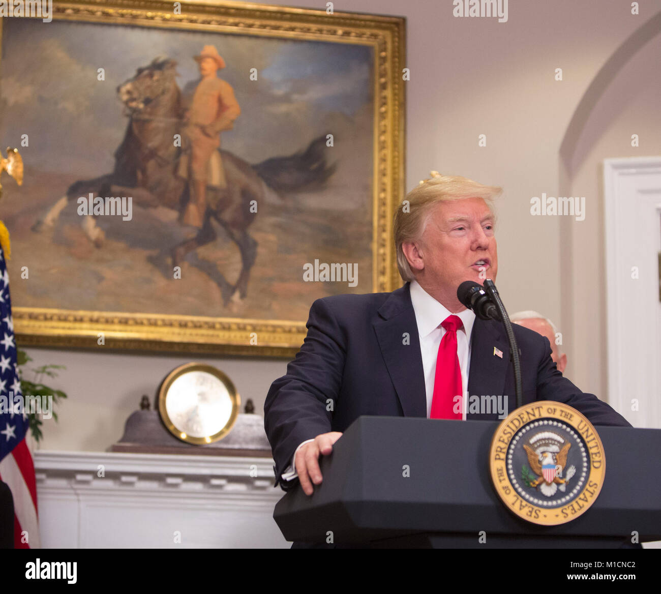 United States President Donald J. Trump participates in the swearing-in ...