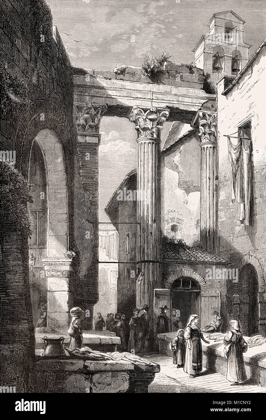 Porticus Octaviae, Portico of Octavia, Rome, Italy, 19th Century Stock ...
