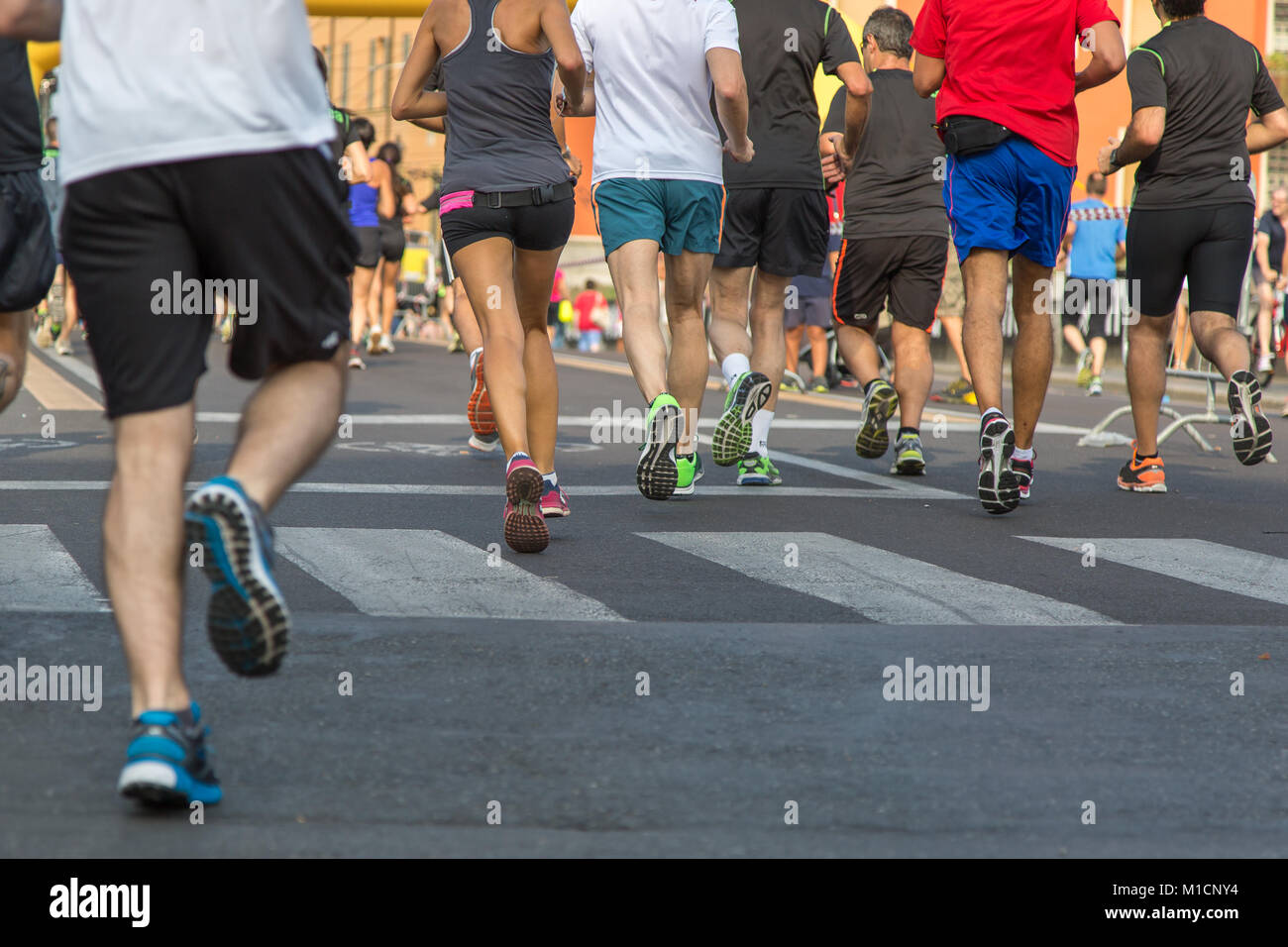 International Marathon Running Race, People Feet on City Road Stock ...