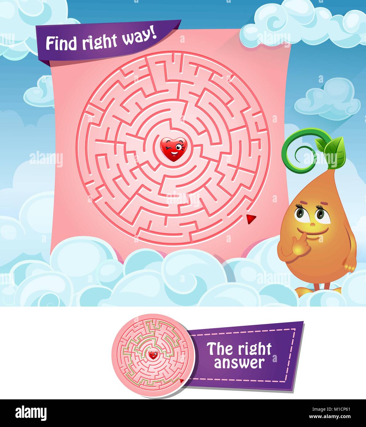 Maze vector game. Educational children game. Find right way Stock ...