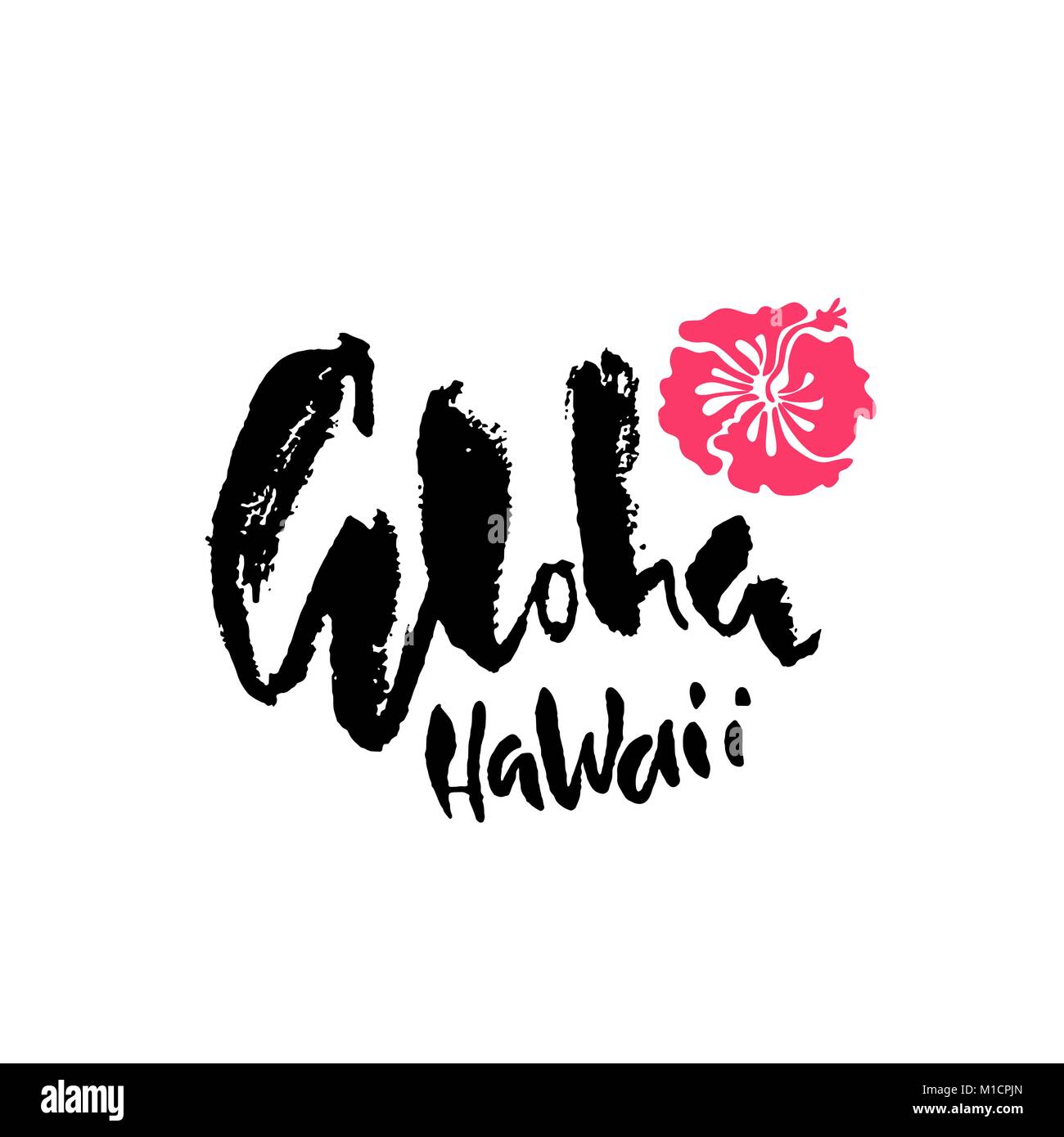 Hand drawn phrase Aloha Hawaii. Lettering design. Vctor illustration ...