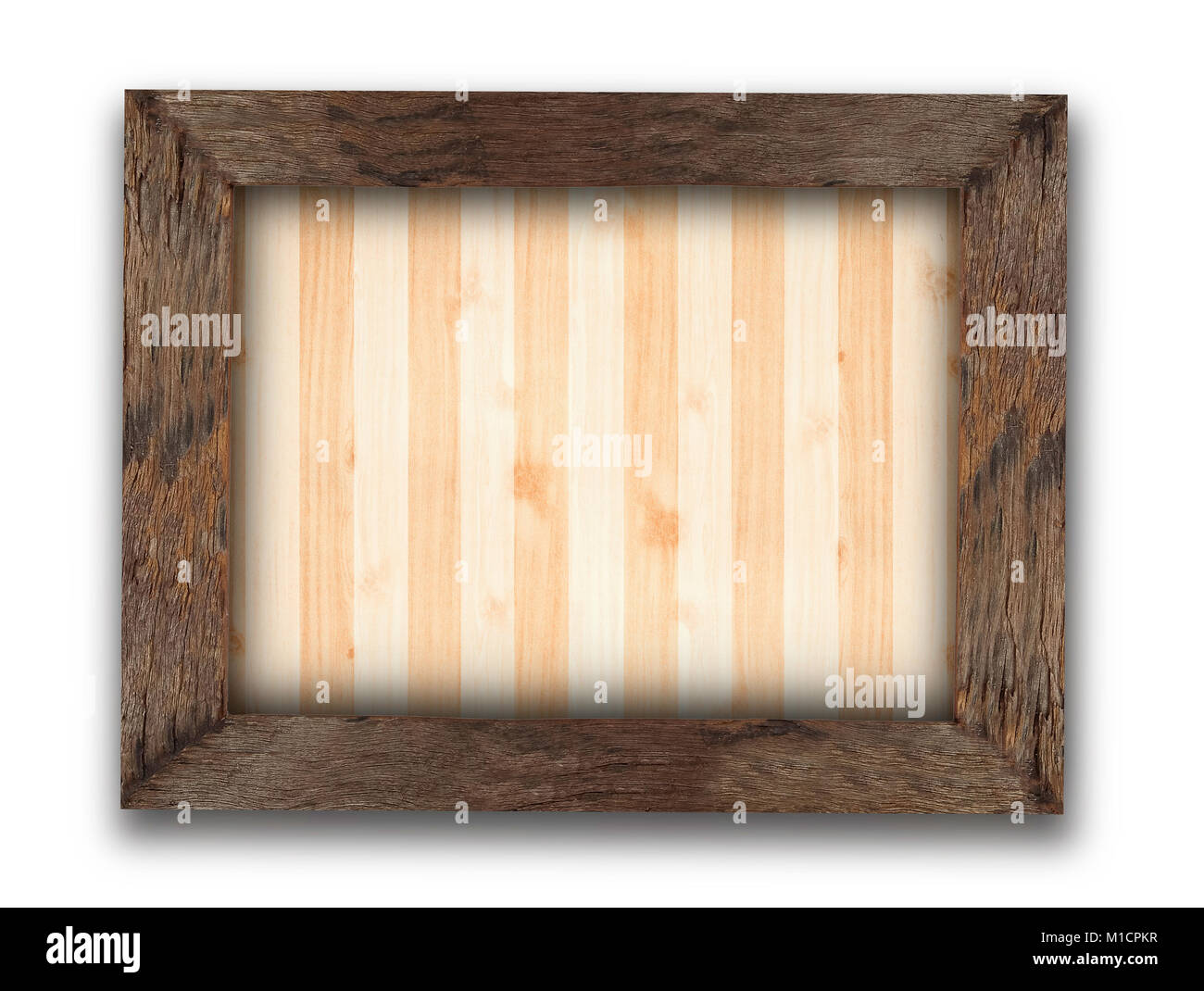 Close up brown wooden picture frame with space use for texts or ...