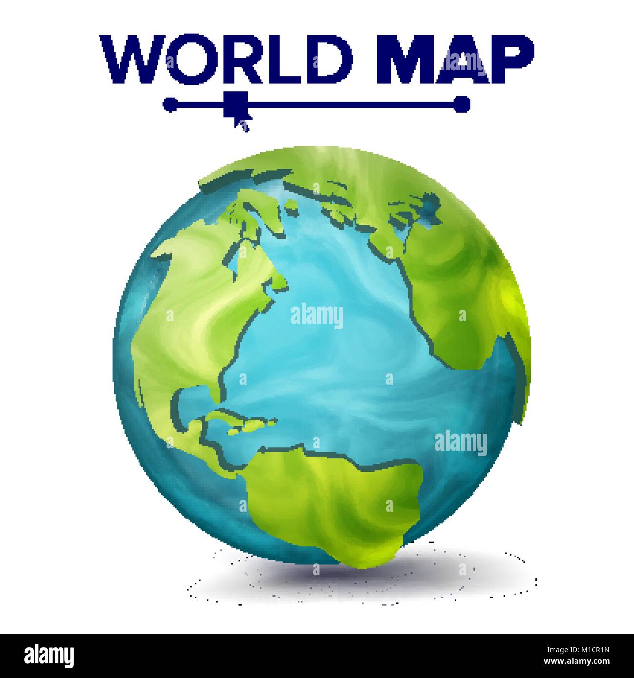 World Map Vector. 3d Planet Sphere. Earth With Continents. North America, South America, Africa ...
