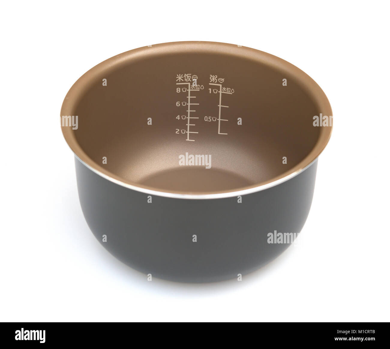 scaled inner pot of electric rice cooker on white background Stock ...
