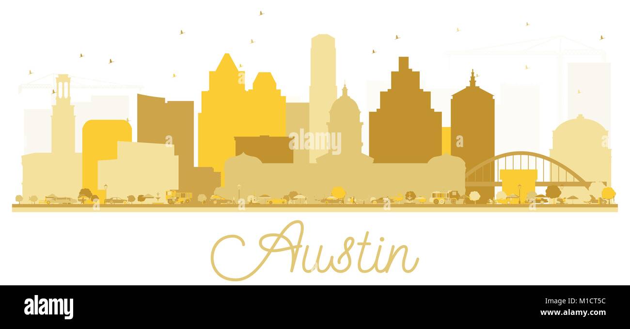 Austin Texas USA City skyline golden silhouette. Vector illustration ...