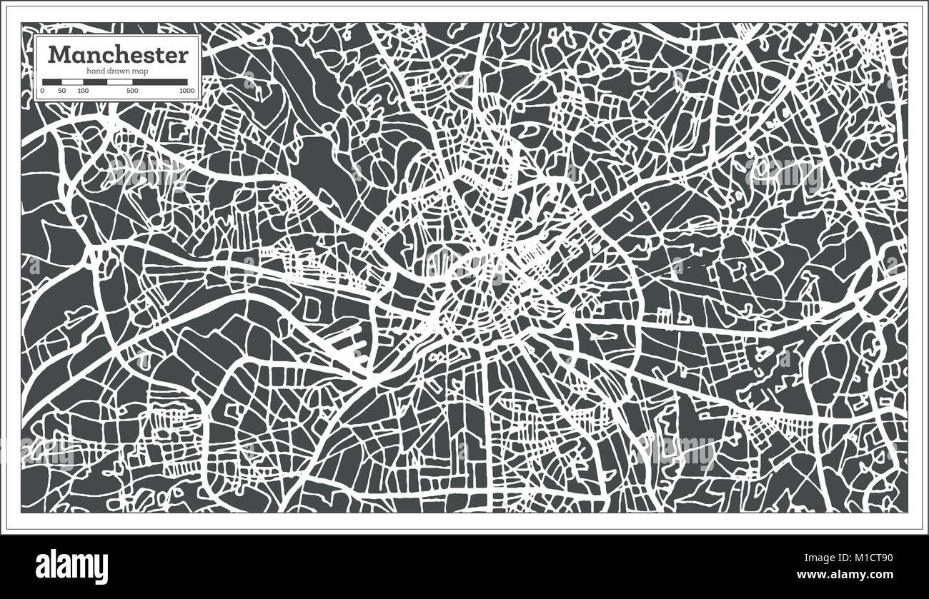Manchester England City Map in Retro Style. Outline Map. Vector ...