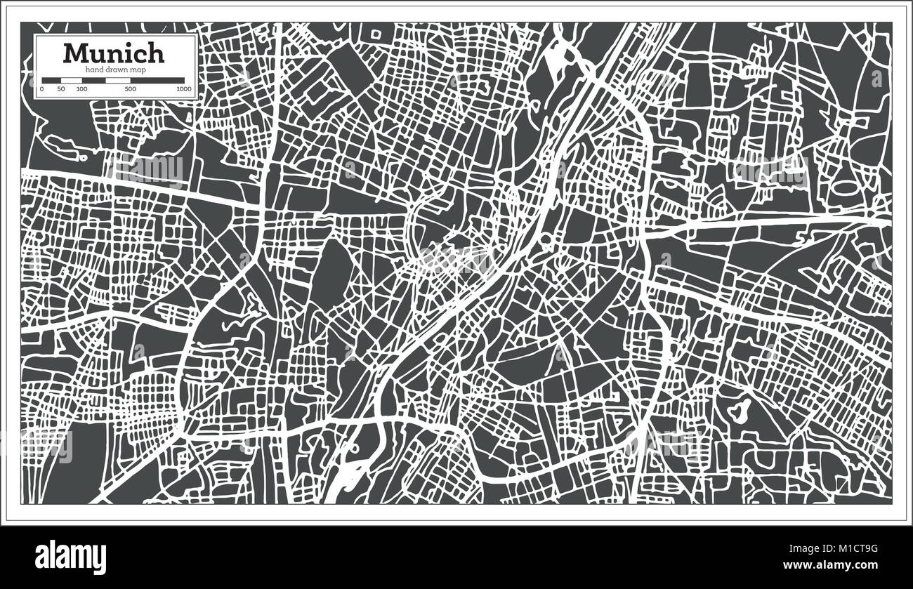 Munich Germany City Map in Retro Style. Outline Map. Vector ...