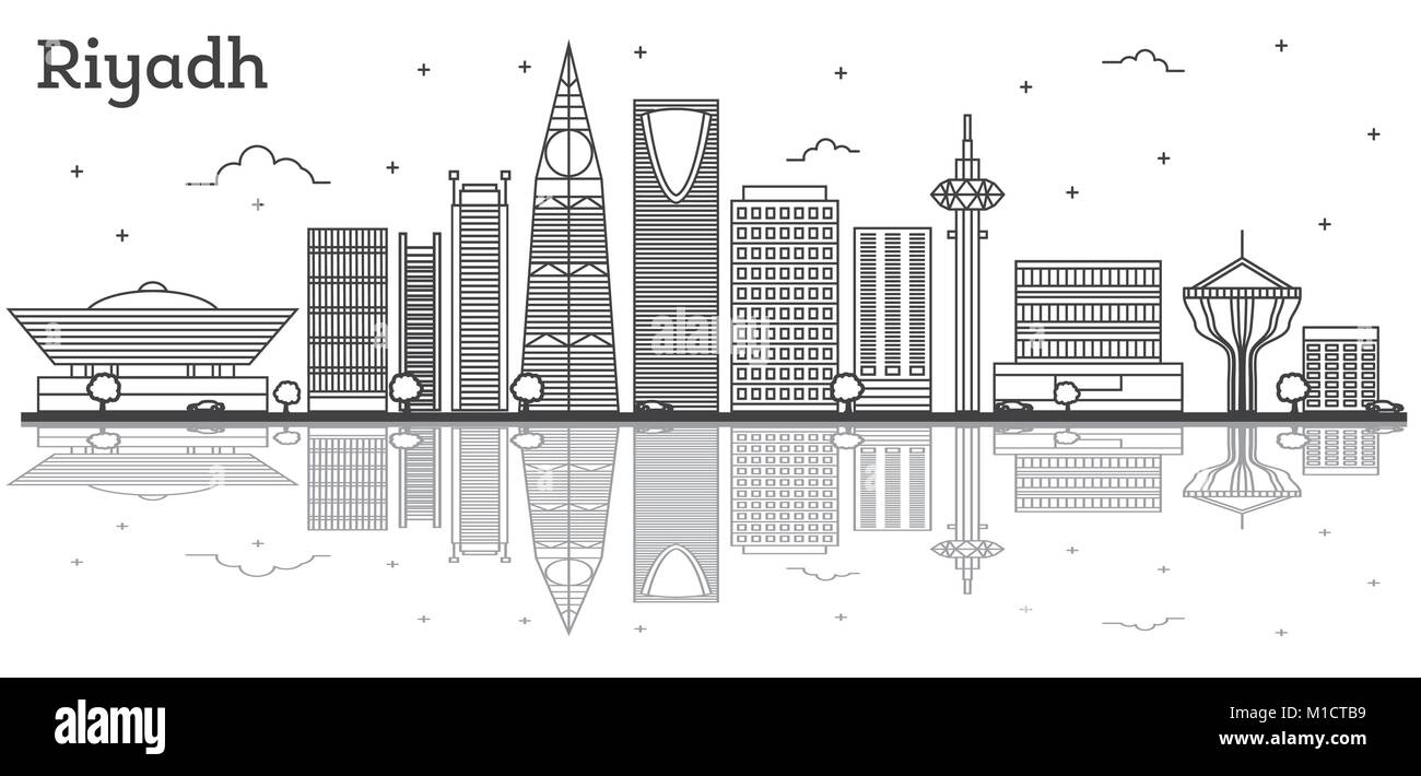 Outline Riyadh Saudi Arabia City Skyline with Modern Buildings Isolated ...