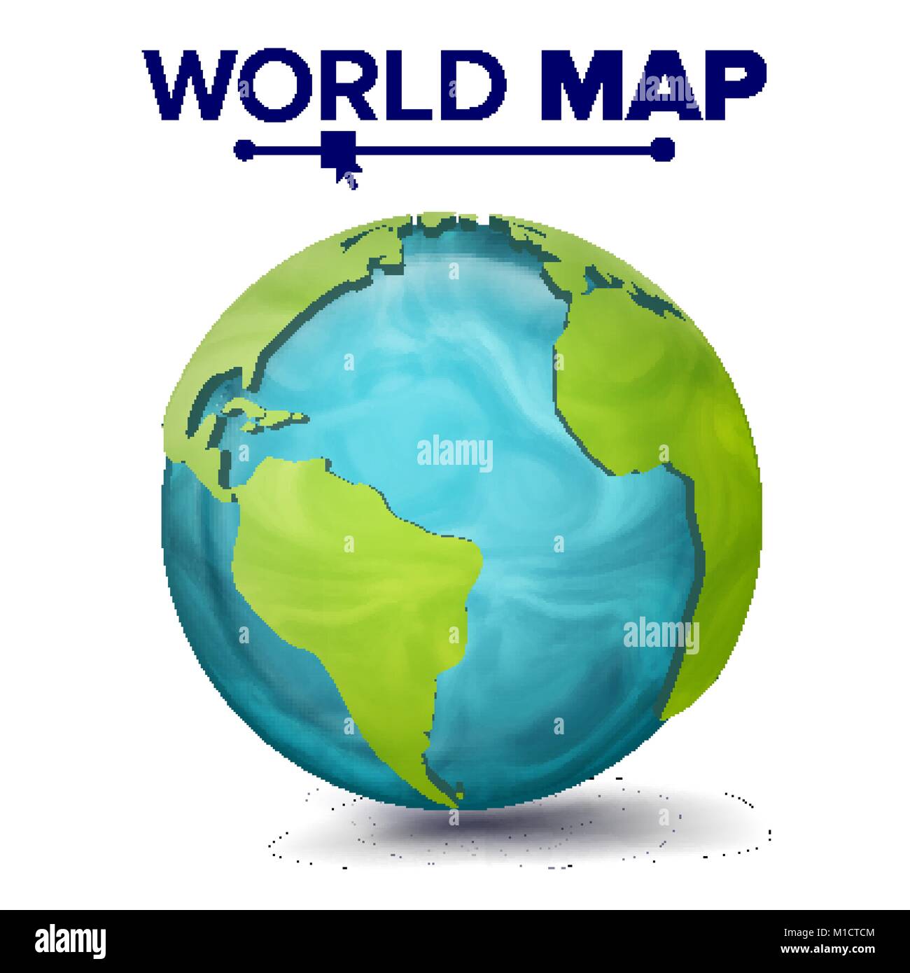 World Map Vector. 3d Planet Sphere. Earth With Continents. North ...