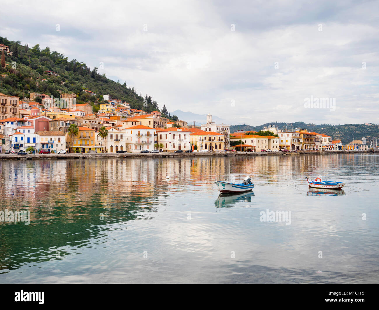 Githeio town with beautiful houses in the port, Laconia Peloponnese ...