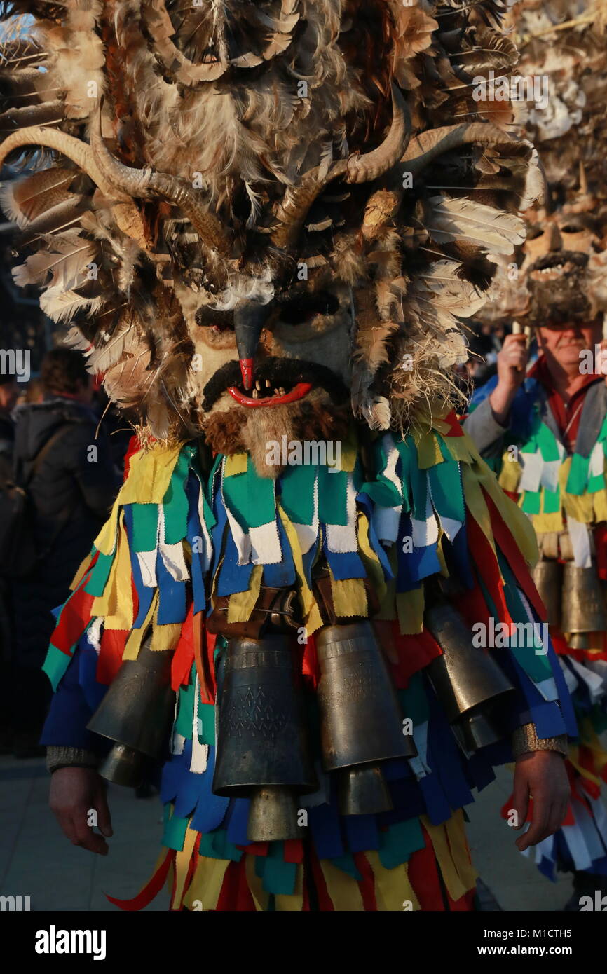 People with mask called Kukeri dance and perform to scare the evil ...