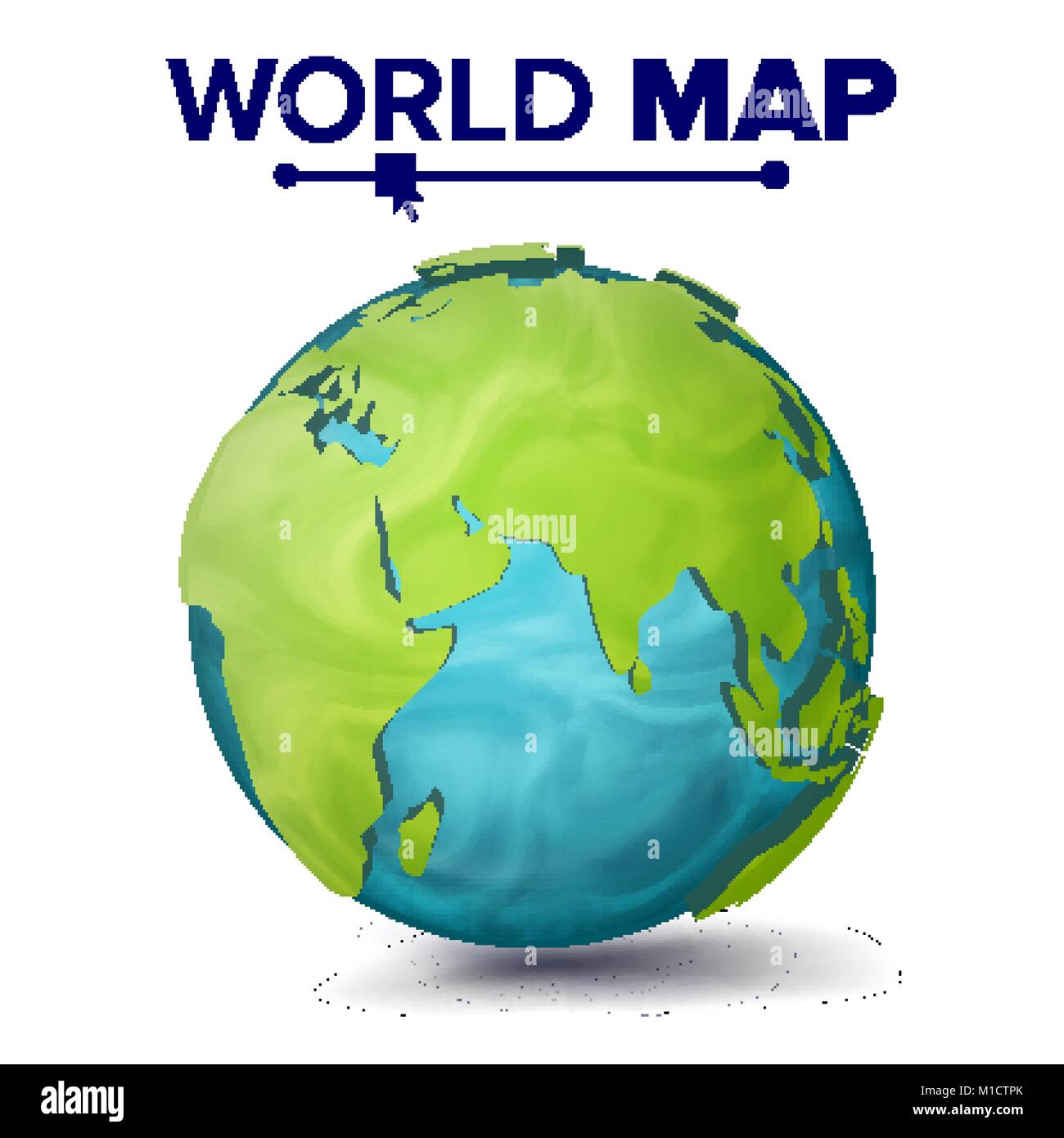 World Map Vector. 3d Planet Sphere. Earth With Continents. Eurasia ...