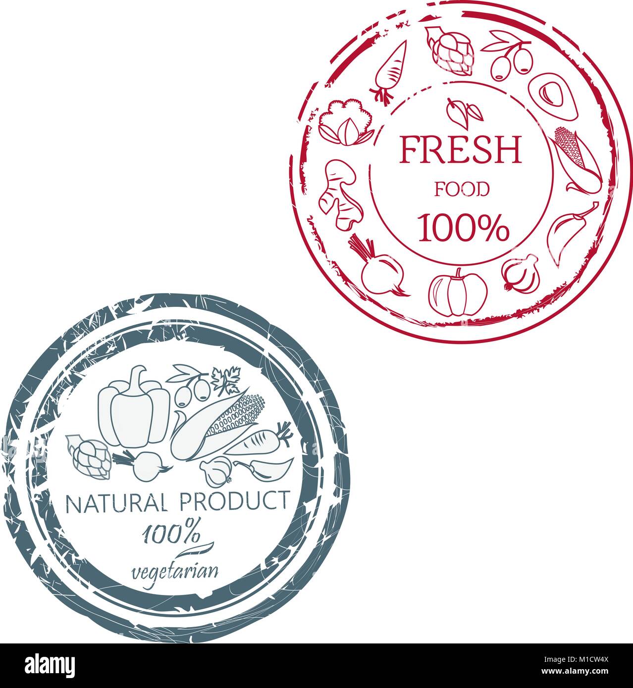 Colored rubber stamps with vegetables Stock Vector Image & Art - Alamy