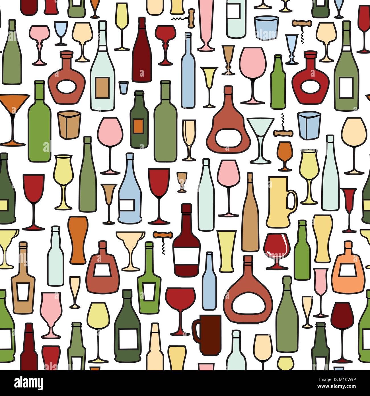 Wine bottle and wine glass seamless pattern. Drink wine bar tile ...