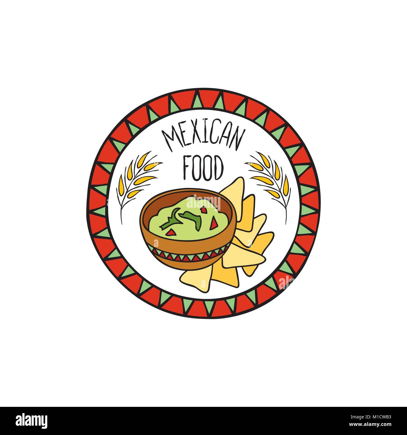 Mexican food symbol. Traditional cuisine set. Mexican dish doodles sign ...