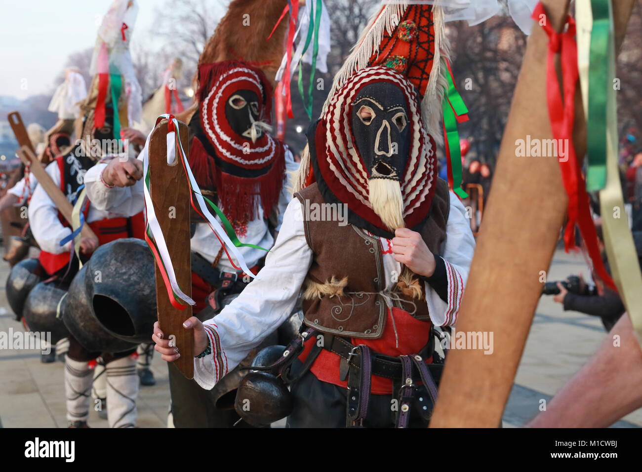 People with mask called Kukeri dance and perform to scare the evil ...