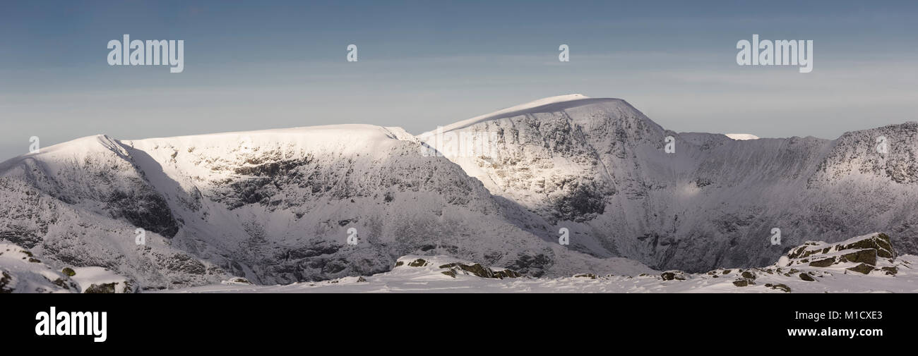 Helvellyn range in winter: Dollywagon Pike, Nethermost Pike, Helvellyn ...