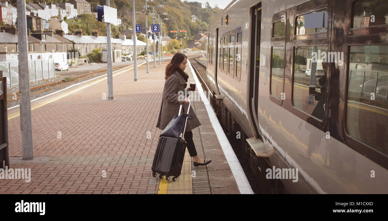 Train window reflection woman hi-res stock photography and images - Alamy