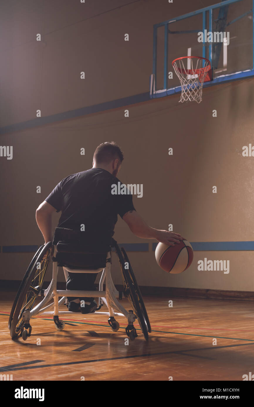 Sports playing active disabled basketball court wheelchair hi-res stock ...