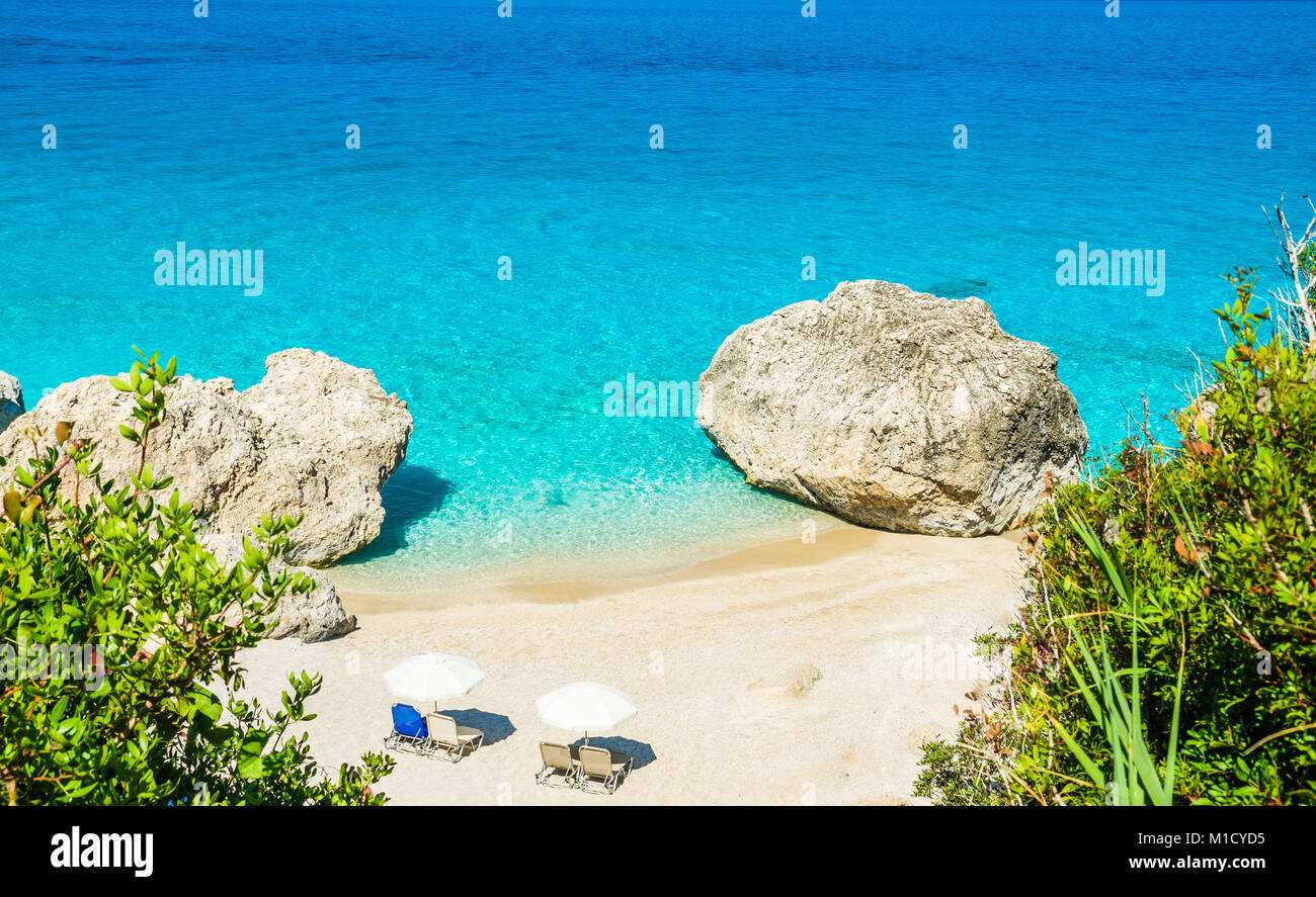 Kavalikefta Beach, Lefkada Island, Greece. Beautiful turquoise water of ...