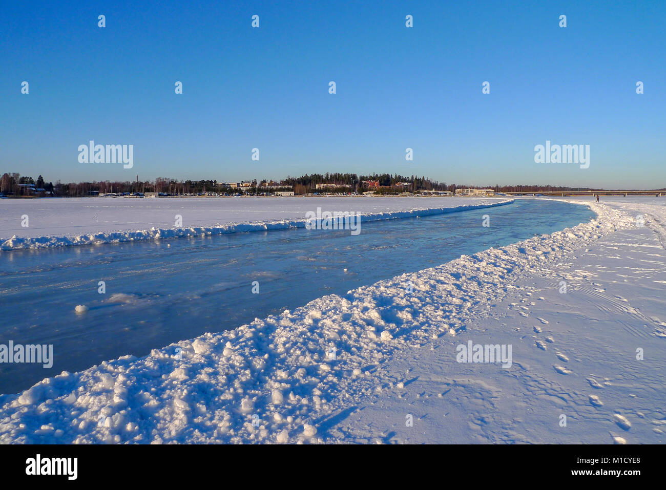 Skating track on sea ice Stock Photo - Alamy