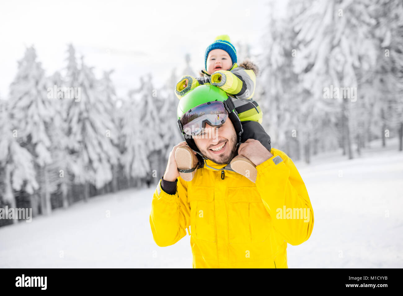 Father with baby boy during the winter vacations Stock Photo - Alamy
