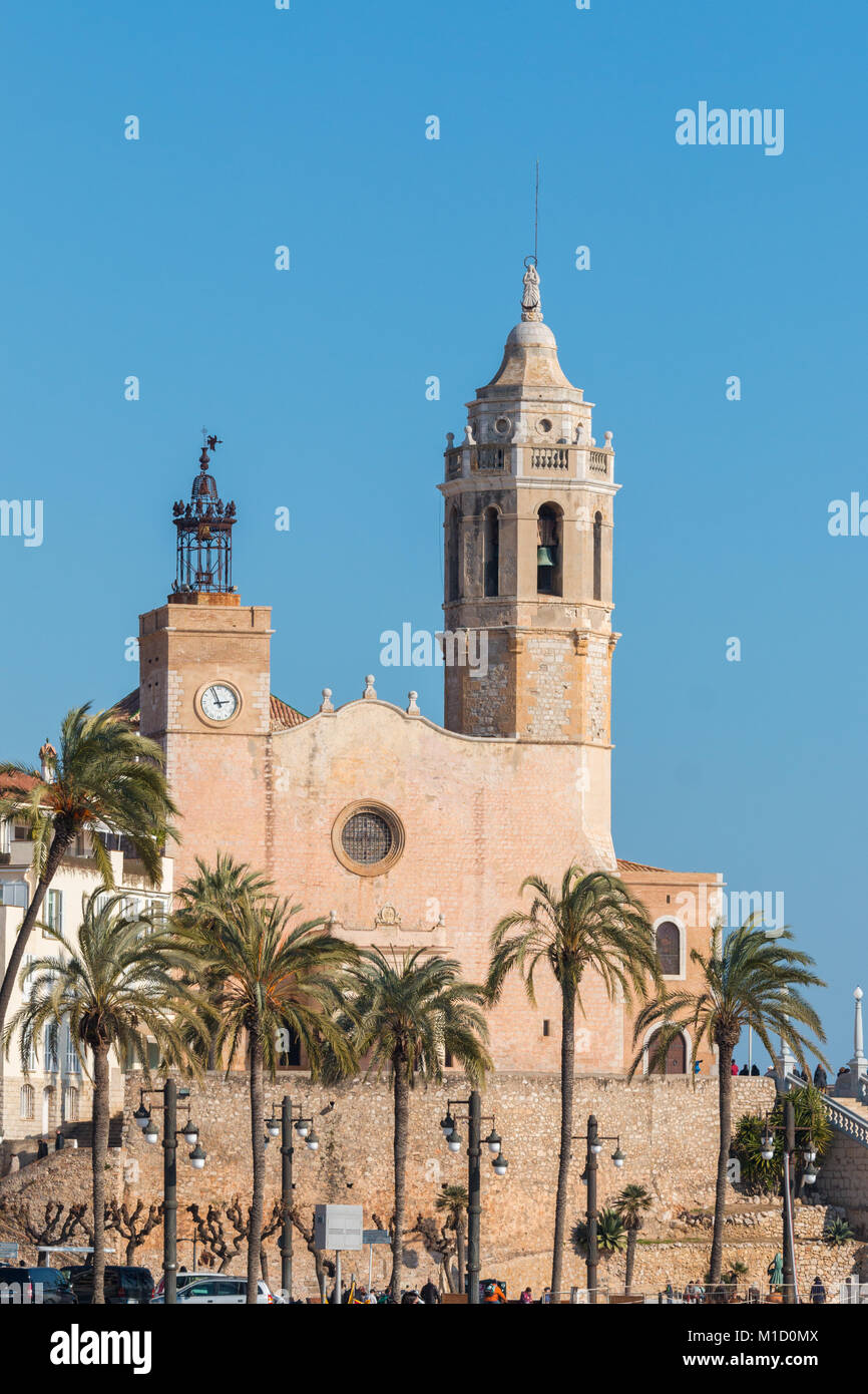 Church of Sant Bartomeu & Santa Tecla in Sitges, Spain Stock Photo - Alamy