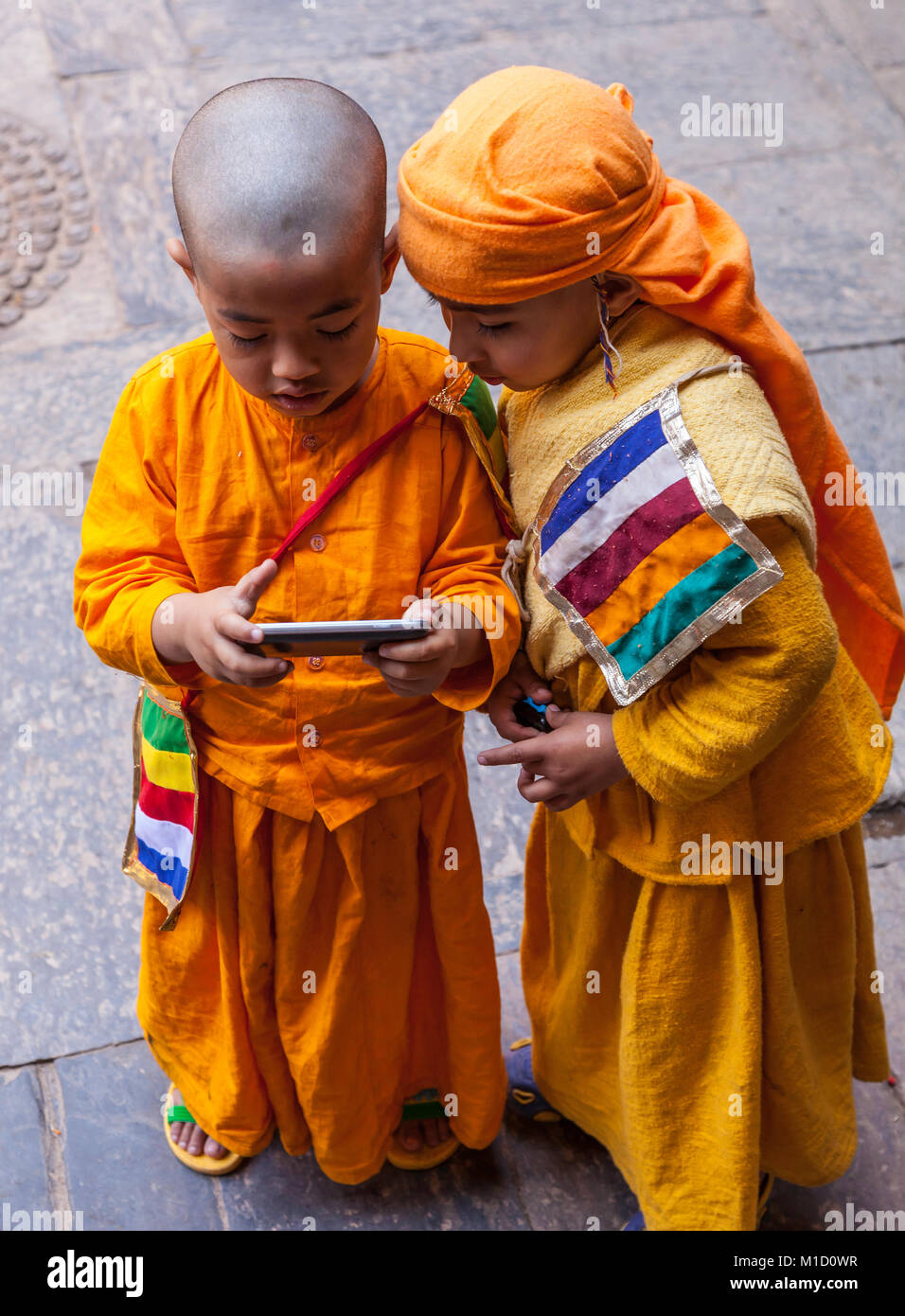 Young Hindu Boys in ceremony in Patan Kathmandu, Nepal,Asia Stock Photo ...