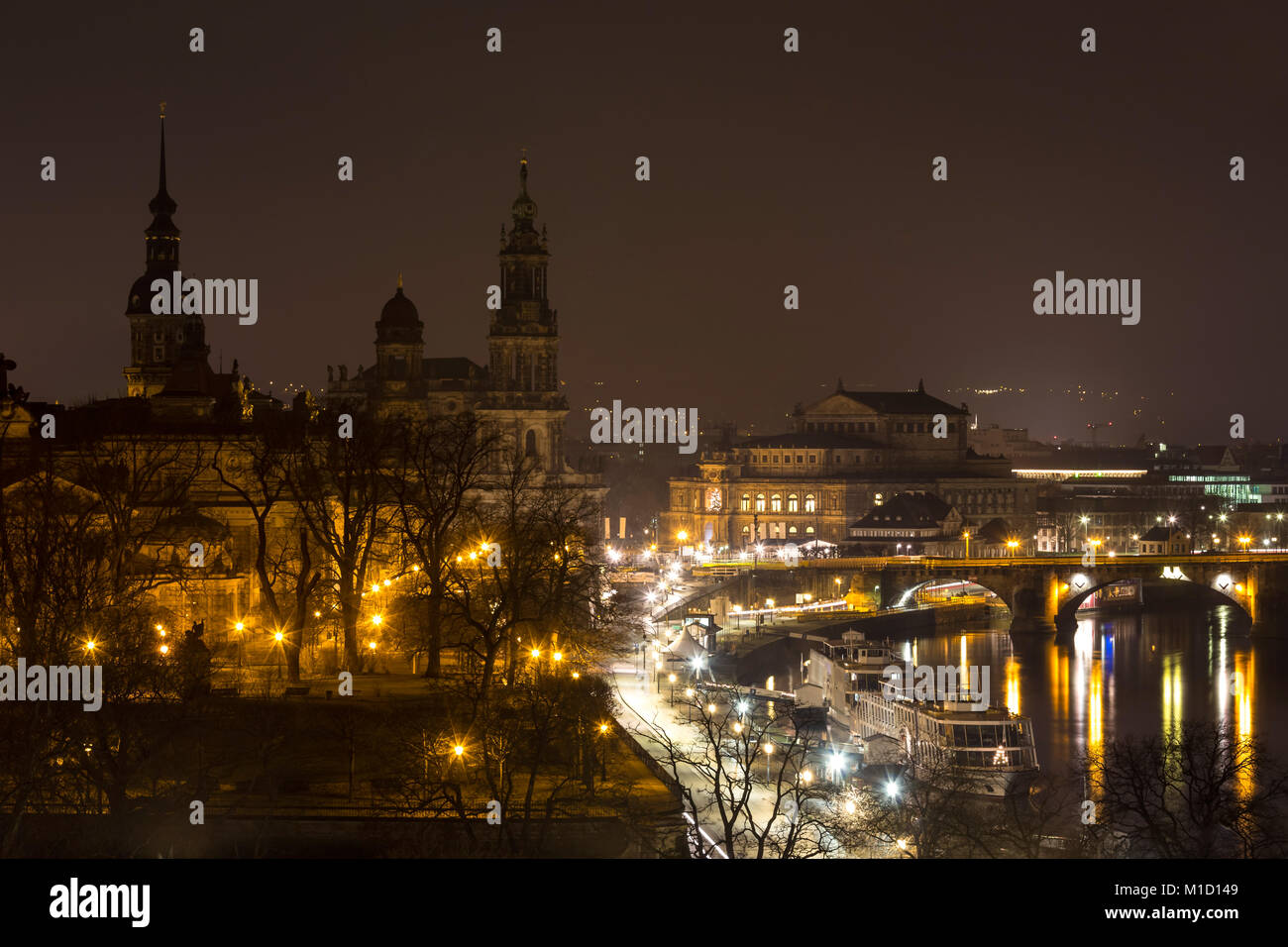 dresden germany from above at night Stock Photo - Alamy