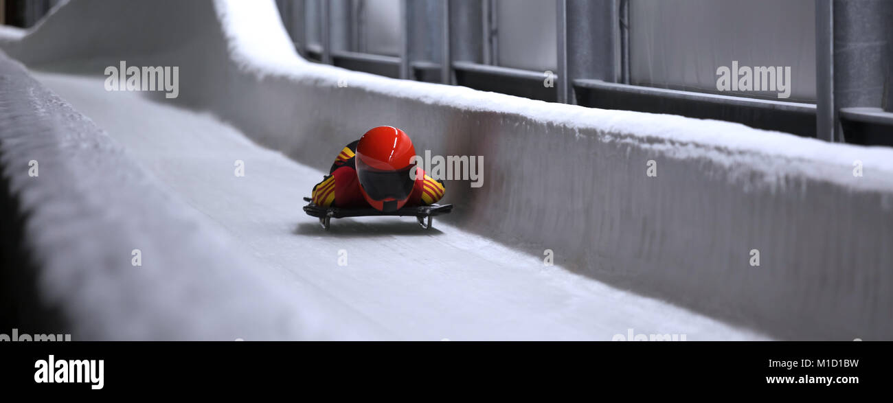 skeleton bob sled in ice channel Stock Photo - Alamy