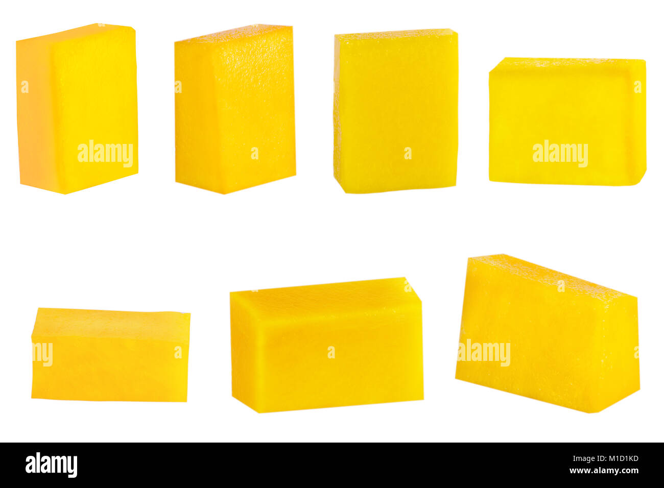 Isolated fruits. Collection of sliced mango fruit isolated on white ...