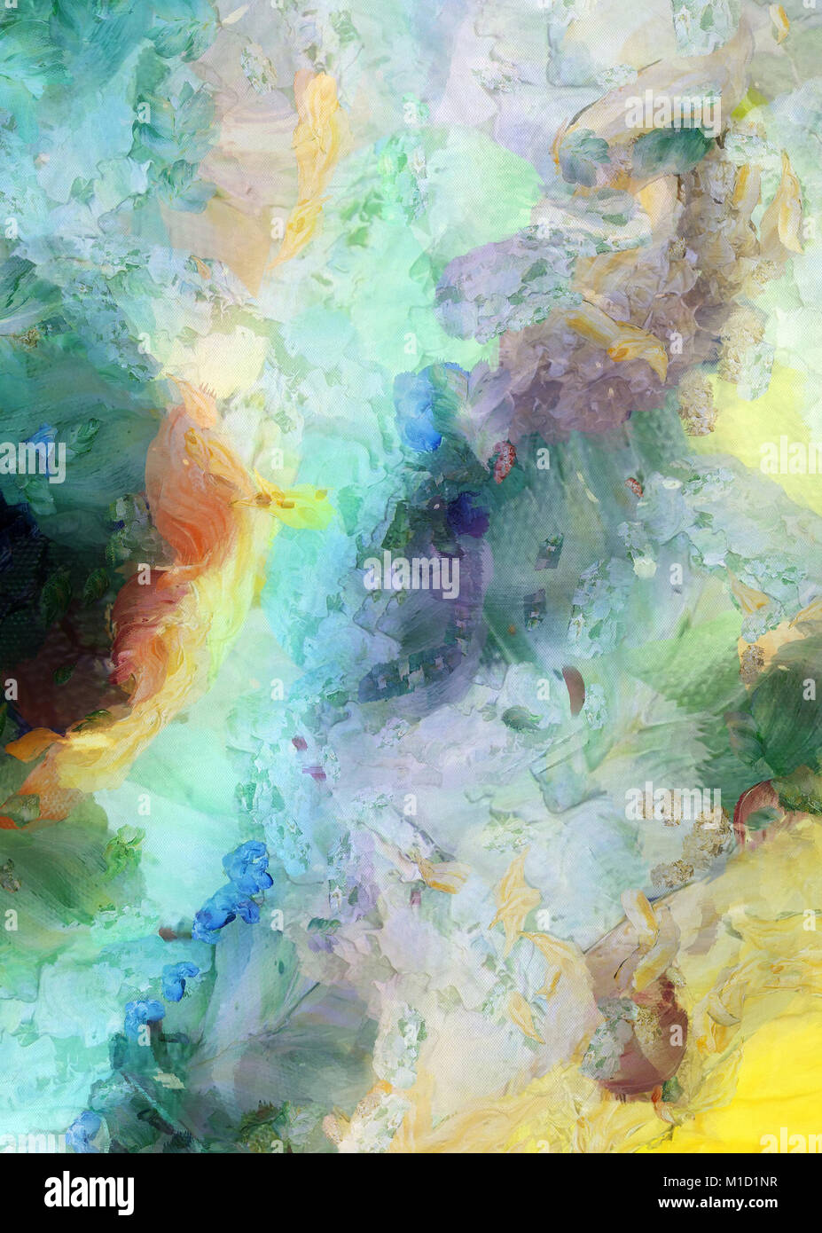 Colorful Abstract Painting. Muted azure colors Stock Photo - Alamy