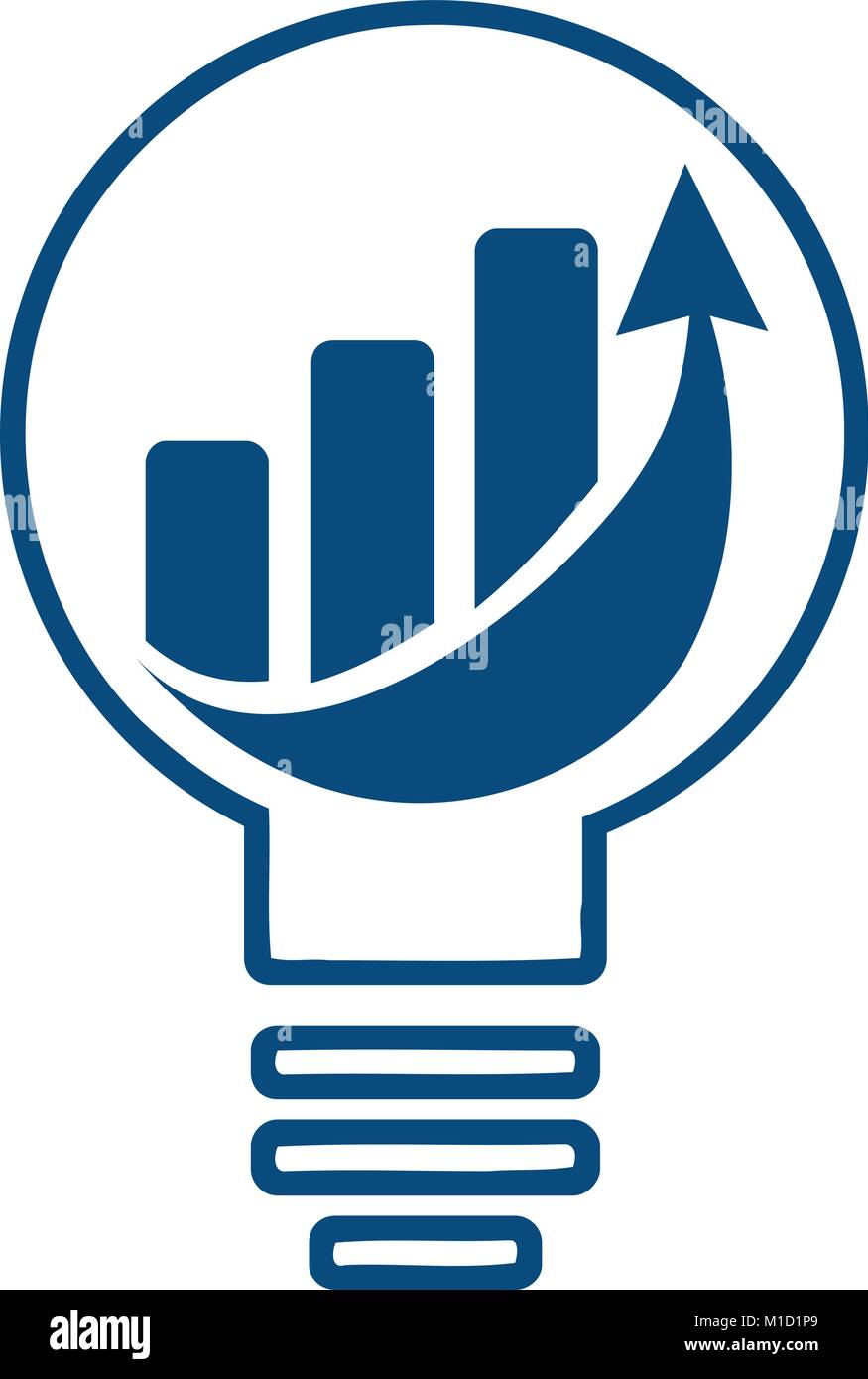 A light bulb with growing histograms inside to illustrate success and ...