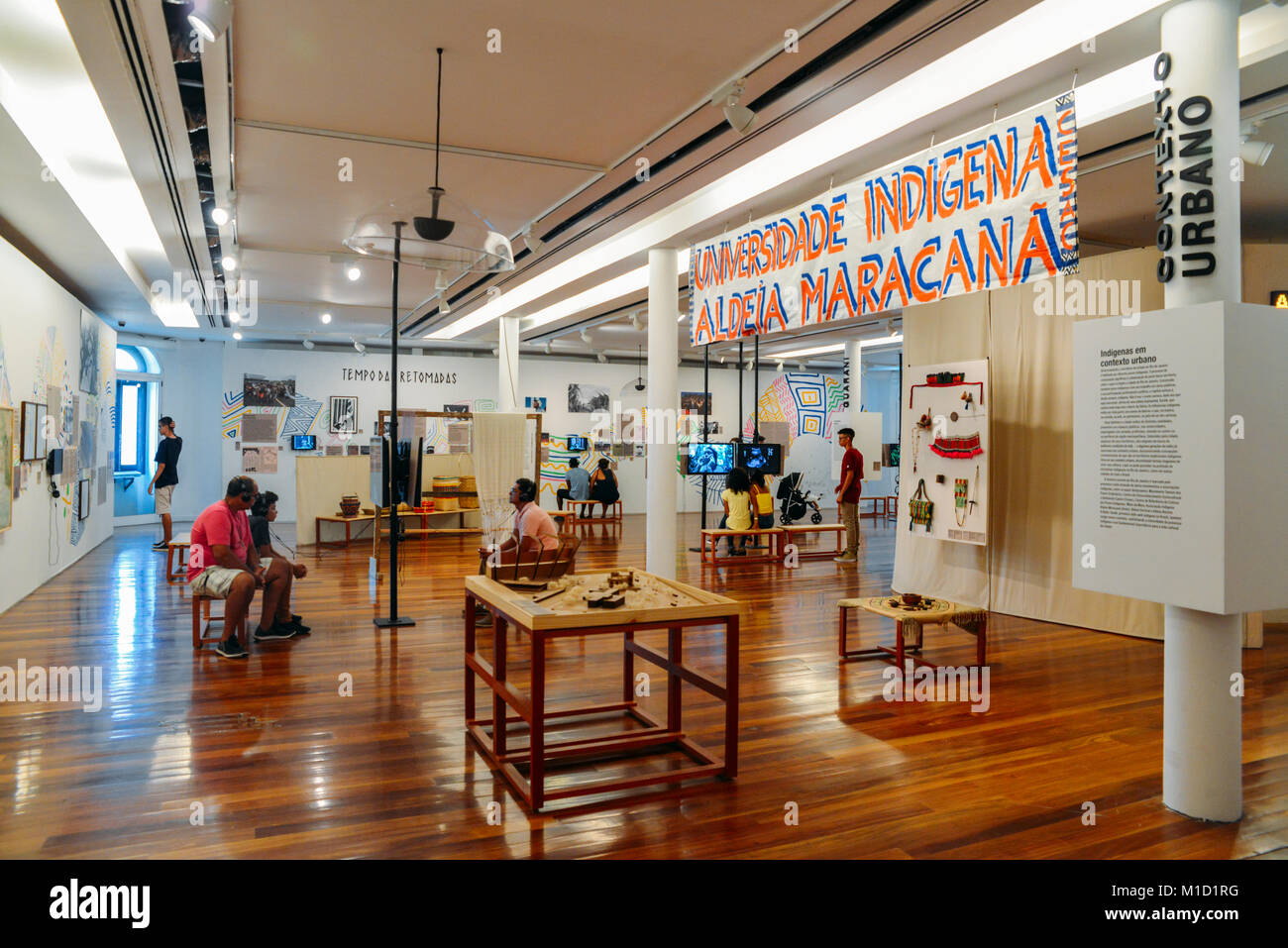 Inside the Rio Art Museum in downtown Rio de Janeiro. Exhibition on ...